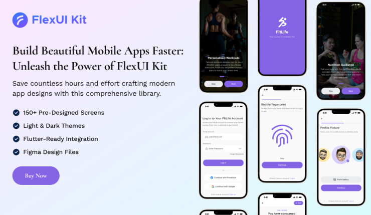 Best Flutter UI Kit: Siddhi infosoft's 'FlexUI Kit Flutter